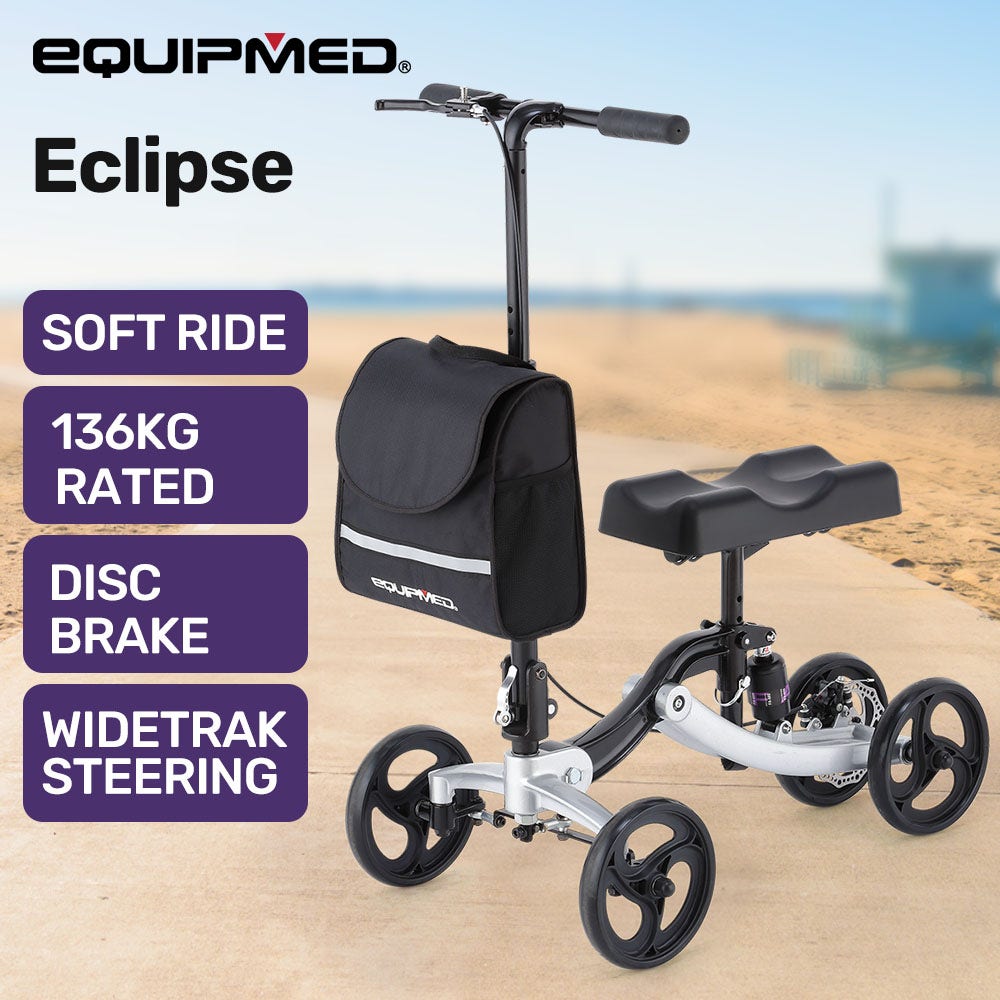 Eclipse 136kg Capacity SoftRide Suspension Premium Knee Scooter - Silv – Equipmed