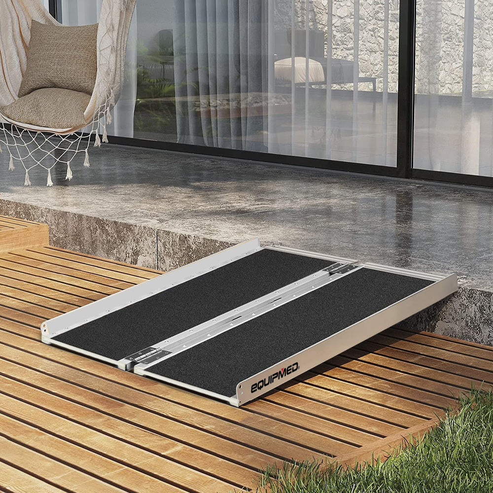 91cm Portable Folding Aluminium Access Ramp, 272kg Rated, Black Ultra ...
