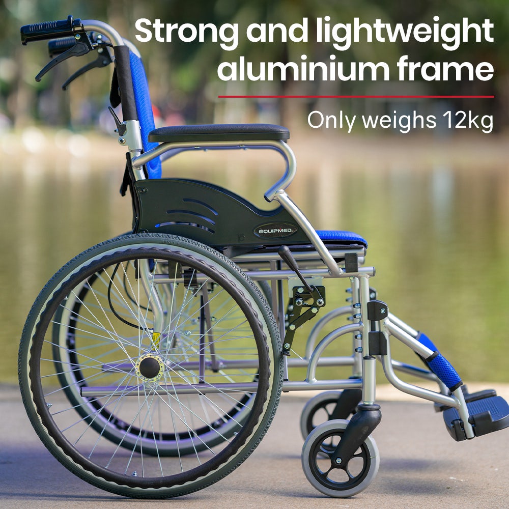 SmartLine 20" 100kg Capacity Light-Weight Quick-Folding Wheelchair - B ...