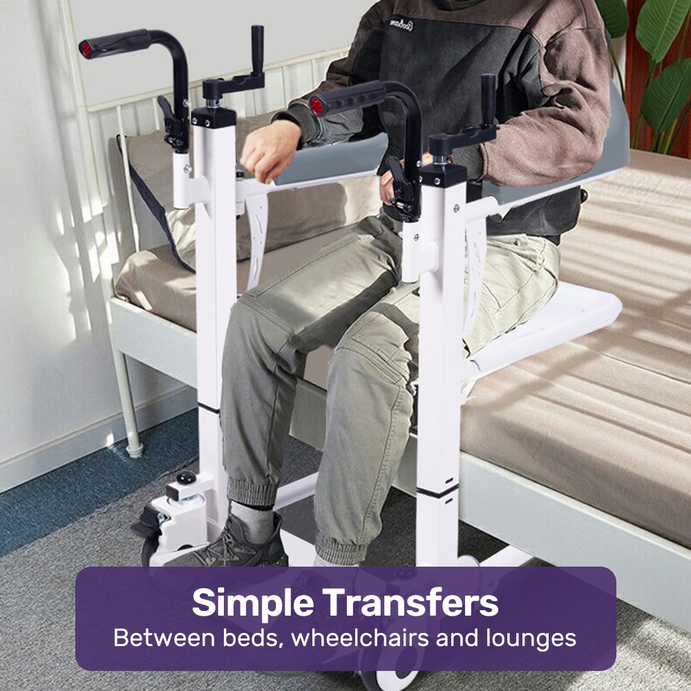 4in1 Patient Lift Transfer Chair, Manual Height Adjustment, Shower Com ...
