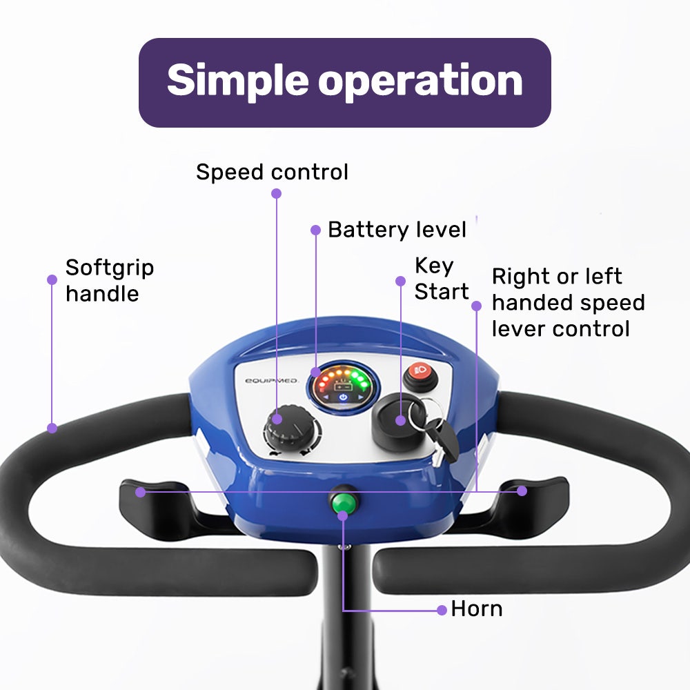 FreeRoam+ Mid-Sized Lithium Fast Easy Charge Mobility Scooter, Blue ...