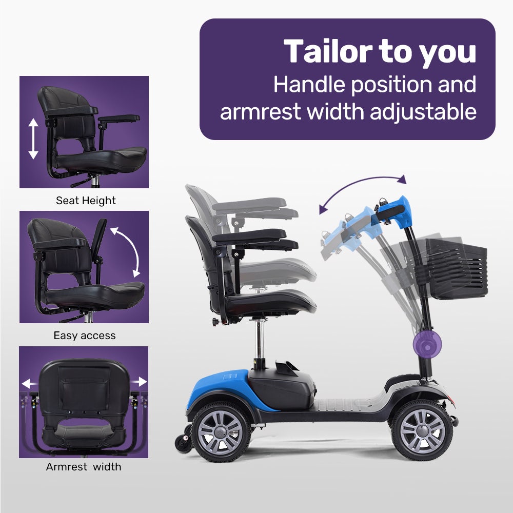 FreeRoam+ Mid-Sized Lithium Fast Easy Charge Mobility Scooter, Blue ...