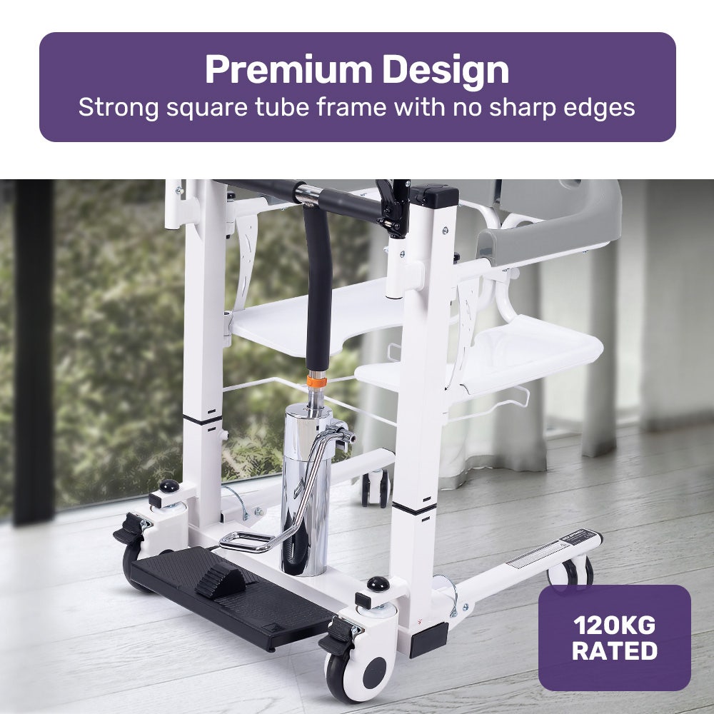 4in1 Patient Lift Transfer Chair, Easy Hydraulic Height Adjustment, Sh ...