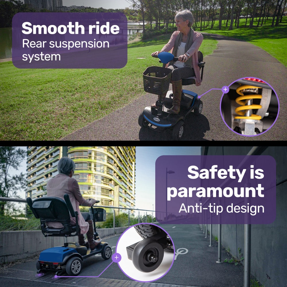 FreeRoam+ Mid-Sized Lithium Fast Easy Charge Mobility Scooter, Blue ...