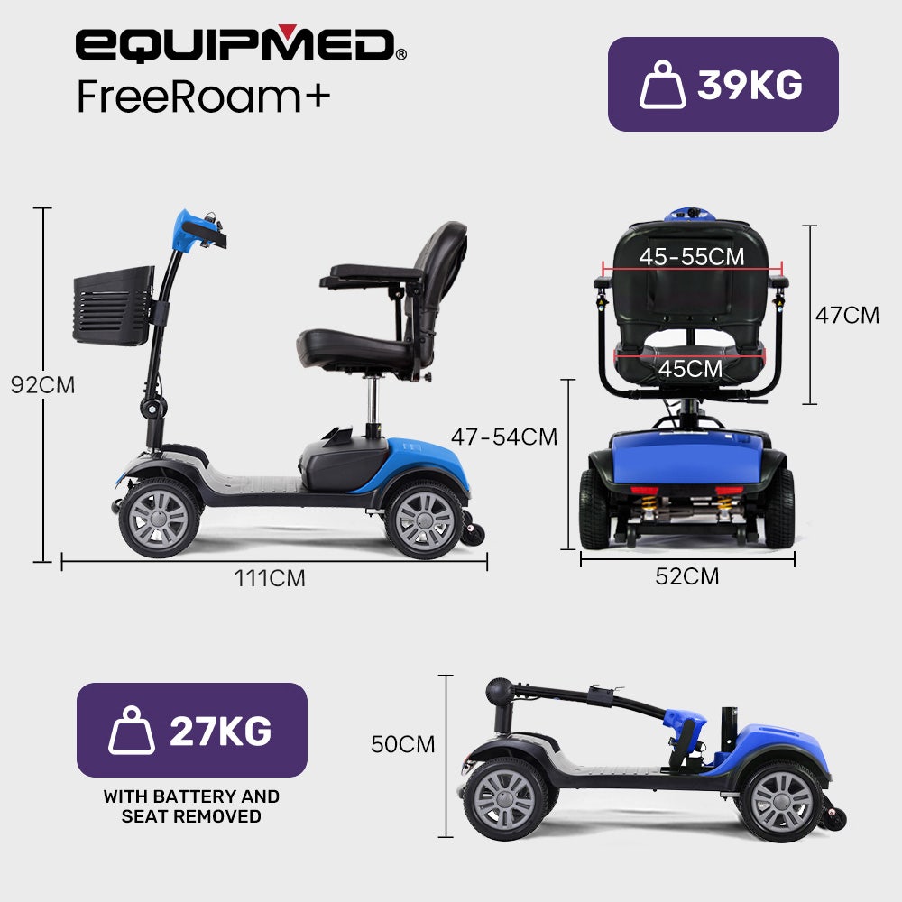 FreeRoam+ Mid-Sized Lithium Fast Easy Charge Mobility Scooter, Blue ...