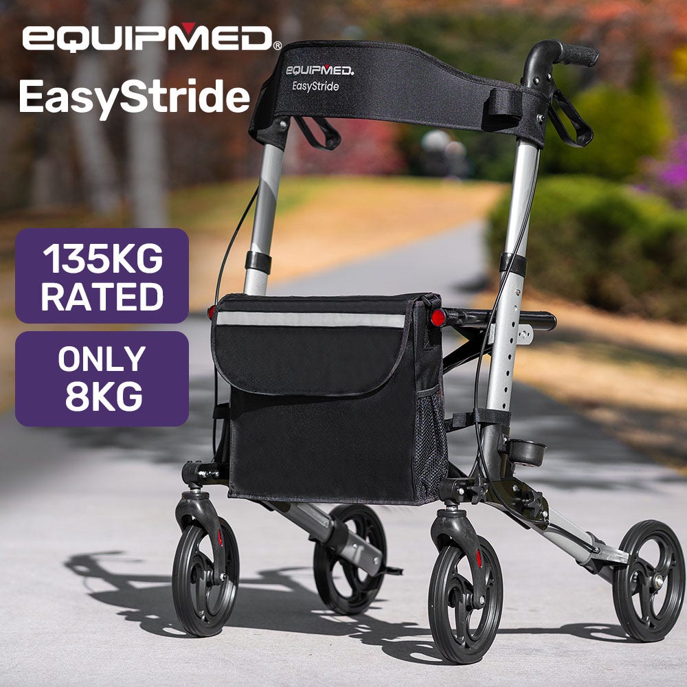 EasyStride Quick-Fold Aluminium Rollator - Silver – Equipmed