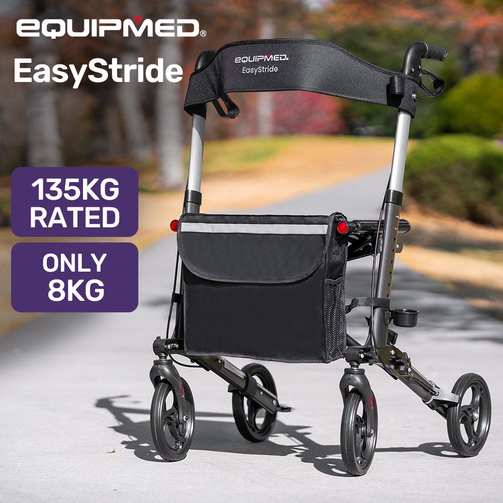 EasyStride Quick-Fold Aluminium Rollator - Titanium – Equipmed
