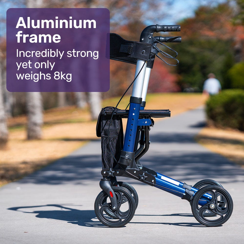 EasyStride Quick-Fold Aluminium Rollator - Blue – Equipmed