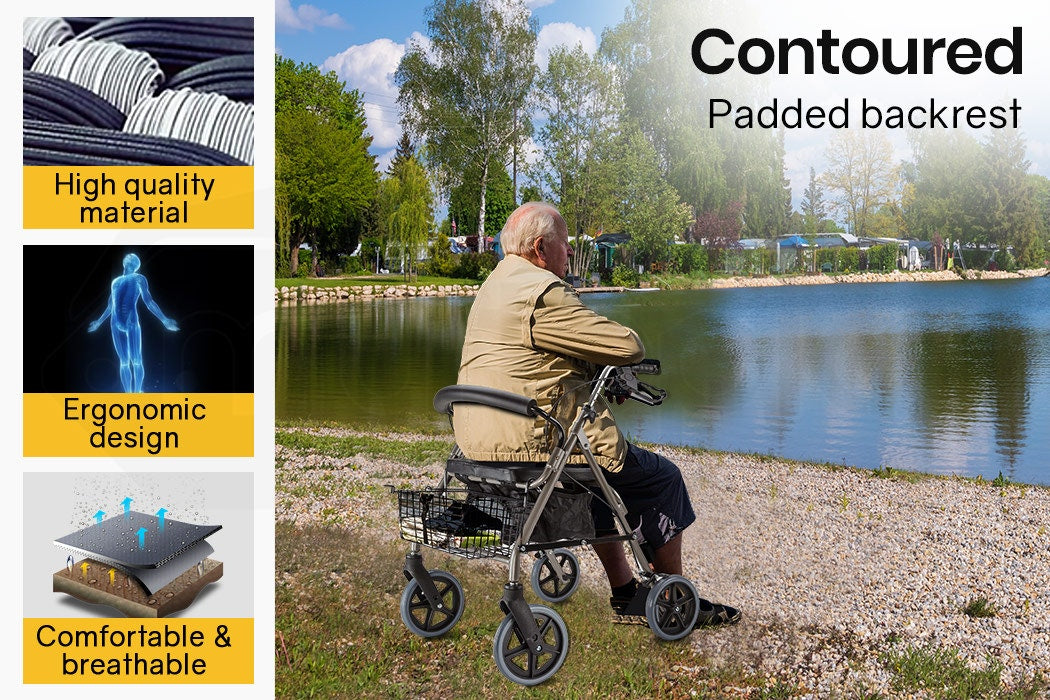 Foldable Rollator Walking Frame Outdoor Indoor Mobility Walker Aids ...
