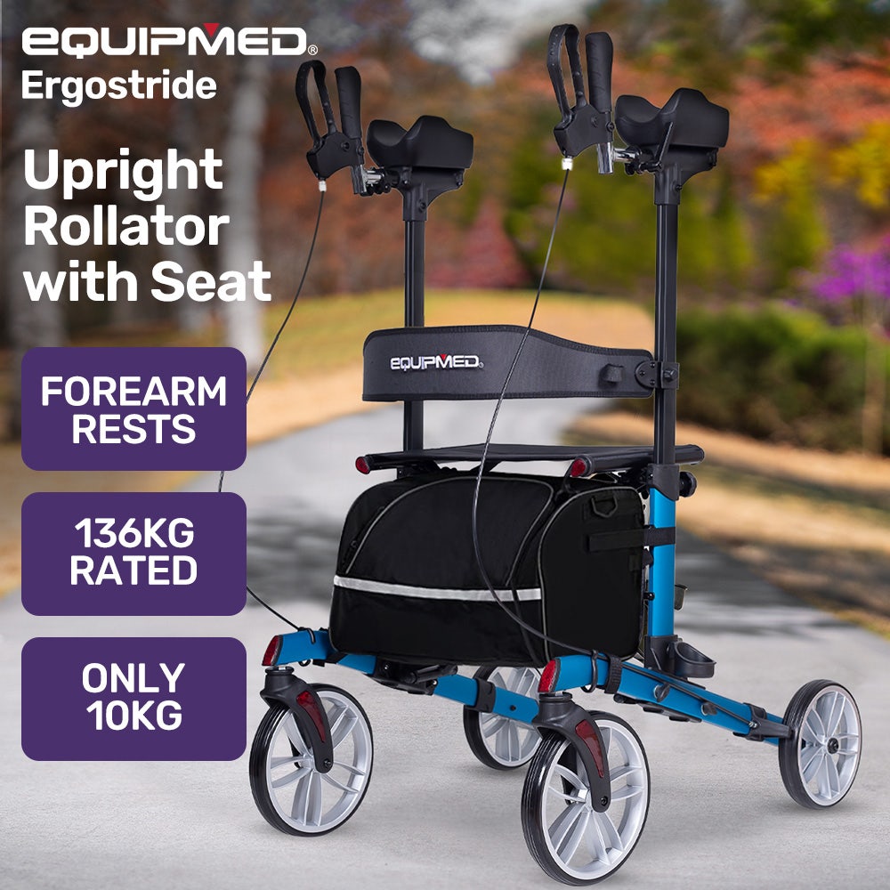 Upright Rollator Walker with Forearm Support Rests, Mobilty Aid with S ...