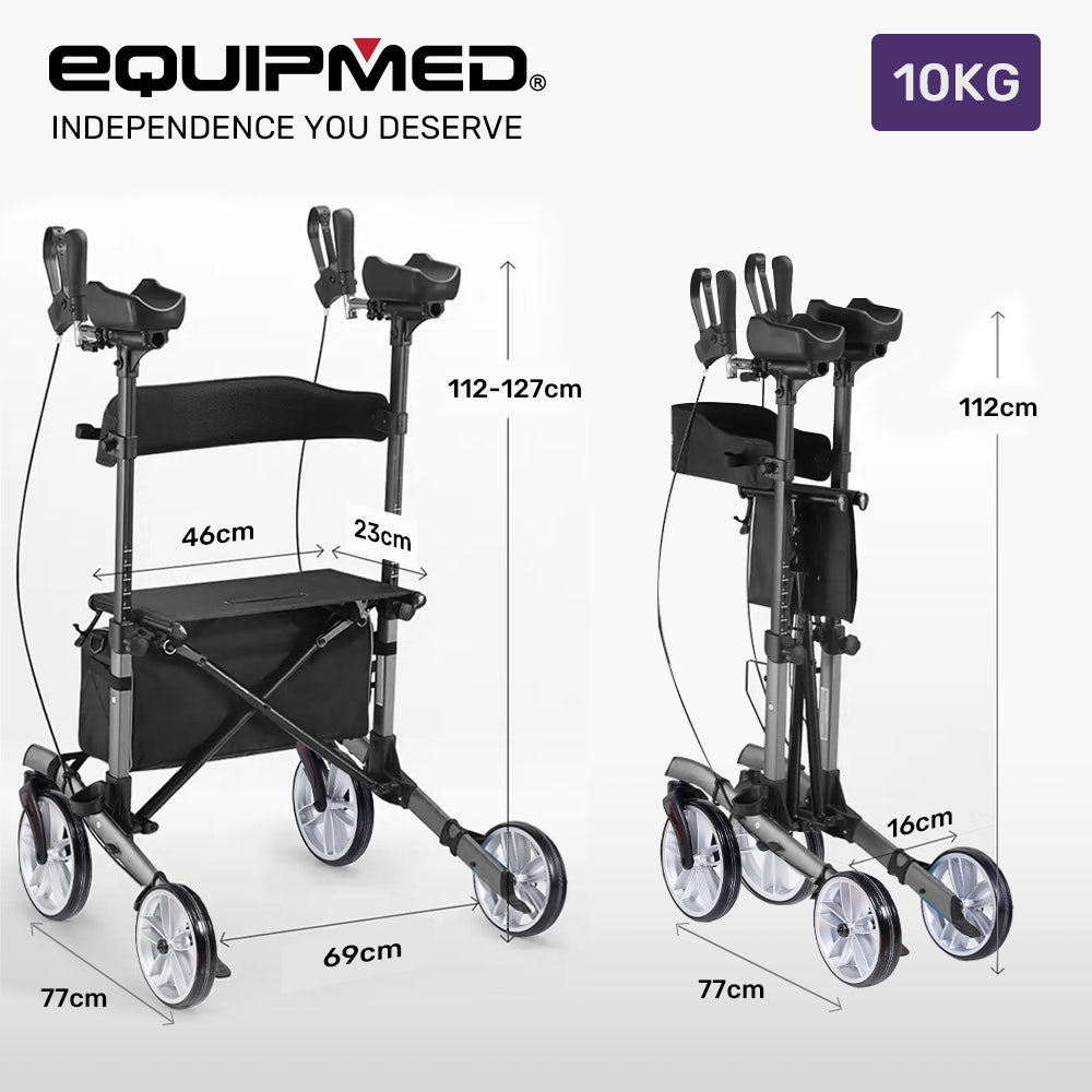 Upright Rollator Walker with Forearm Rest Supports, Mobilty Aid with S ...