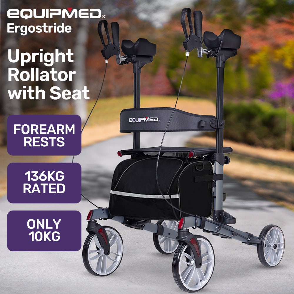Upright Rollator Walker with Forearm Rest Supports, Mobilty Aid with S ...