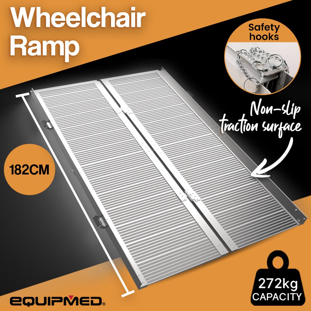 182cm Portable Folding Aluminium Access Ramp, 272kg Rated, for Wheelch ...