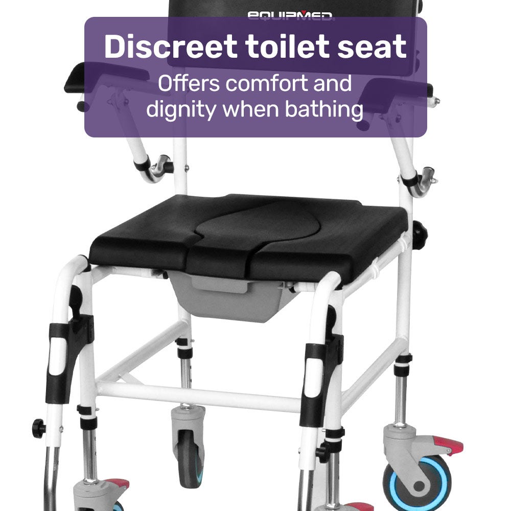 Commode Shower Chair, Over Toilet or Bedside 136kg Capacity Aluminium ...