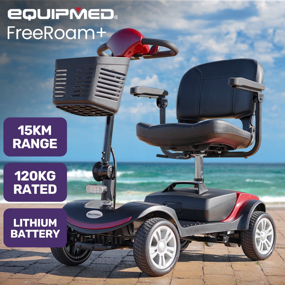 FreeRoam+ Mid-Sized Lithium Fast Easy Charge Mobility Scooter, Red ...