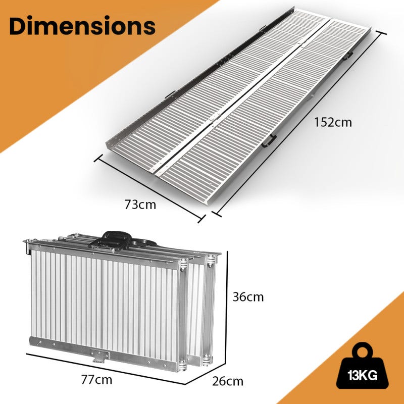 152cm Portable Folding Aluminium Access Ramp, for Wheelchair, Mobility ...