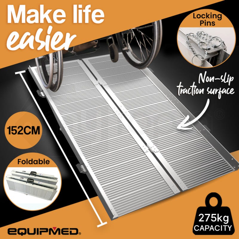152cm Portable Folding Aluminium Access Ramp, for Wheelchair, Mobility ...